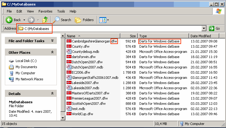 Darts for Windows - Create a new blank database from Explorer